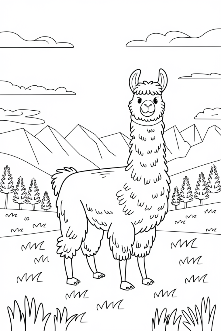 25+ Llama Coloring Pages Free Printable for Kids & Adults