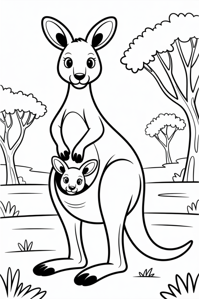 25+ Kangaroo Coloring Pages Printable for Kids & Adults