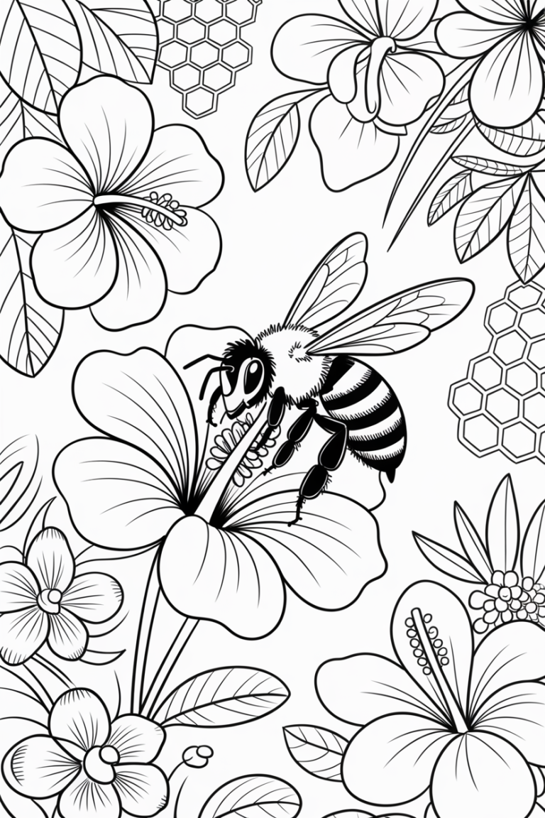 50+Free Bee Coloring Pages Printable PDFs 🐝🎨 | Download Now