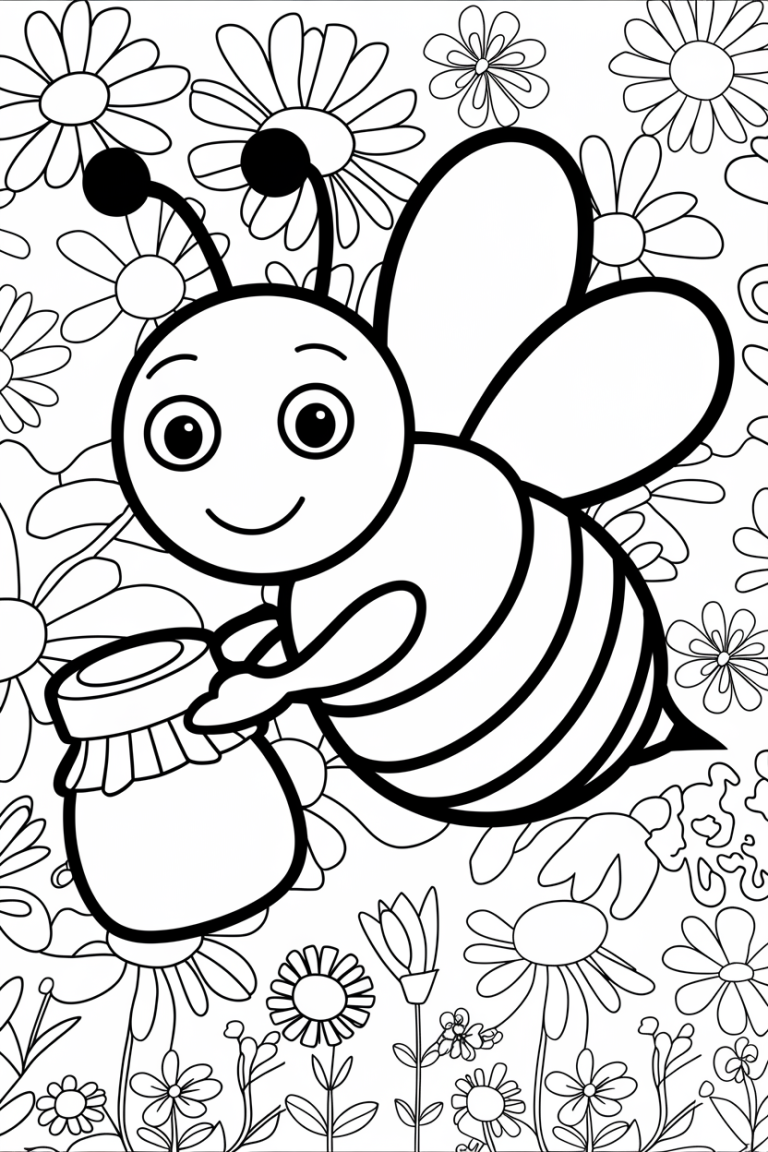 50+Free Bee Coloring Pages Printable PDFs 🐝🎨 | Download Now