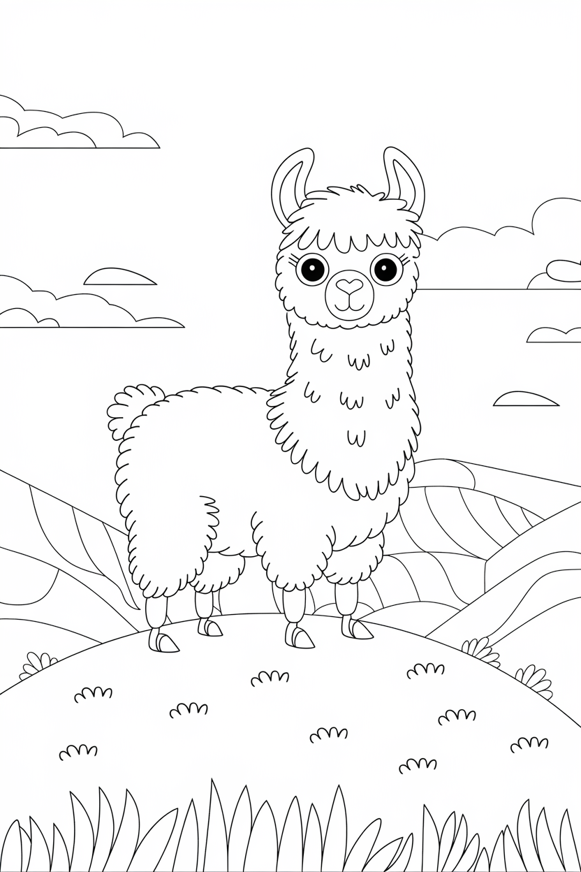25+ Llama Coloring Pages Free Printable for Kids & Adults
