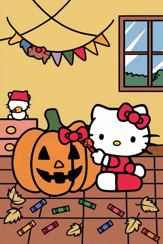 50+ Adorable Hello Kitty Thanksgiving Coloring Pages (PDFs)