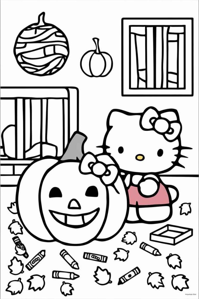 50+ Adorable Hello Kitty Thanksgiving Coloring Pages (PDFs)