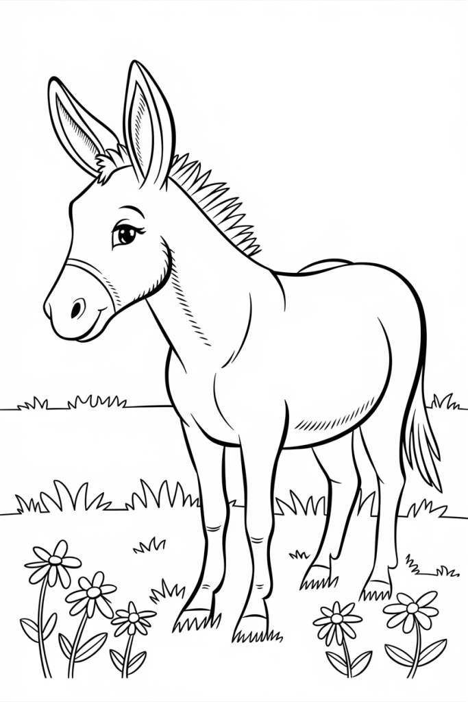 15+ Funny Donkey Coloring Pages for Kids & Adults