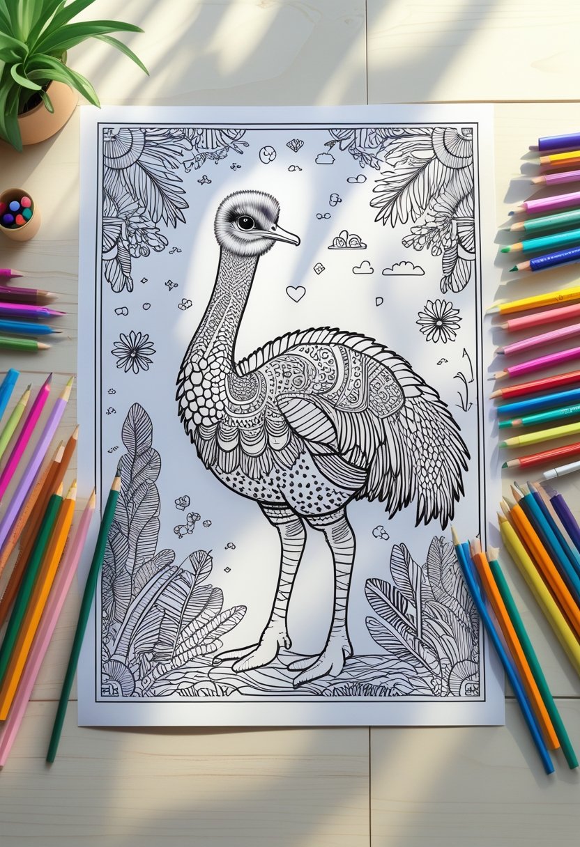 35+ Ostrich Coloring Page: Free Printables for Kids & Adults