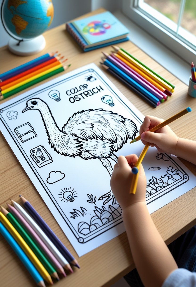 35+ Ostrich Coloring Page: Free Printables for Kids & Adults