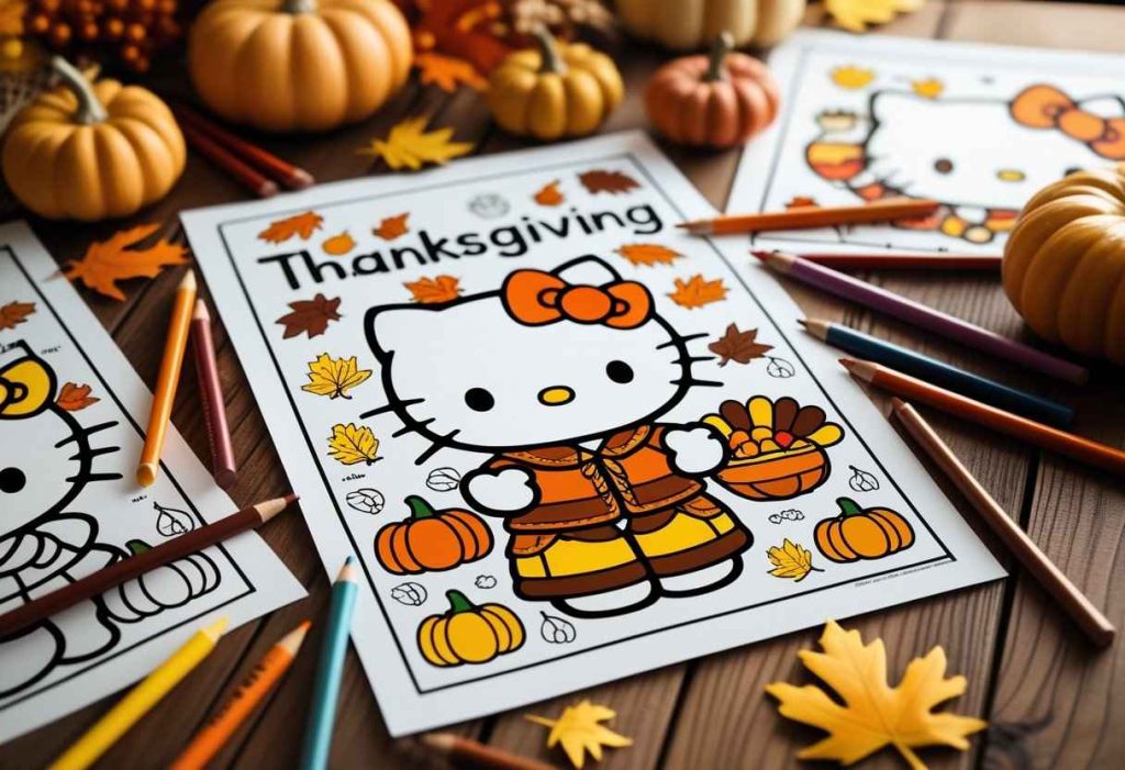 50+ Adorable Hello Kitty Thanksgiving Coloring Pages (PDFs)