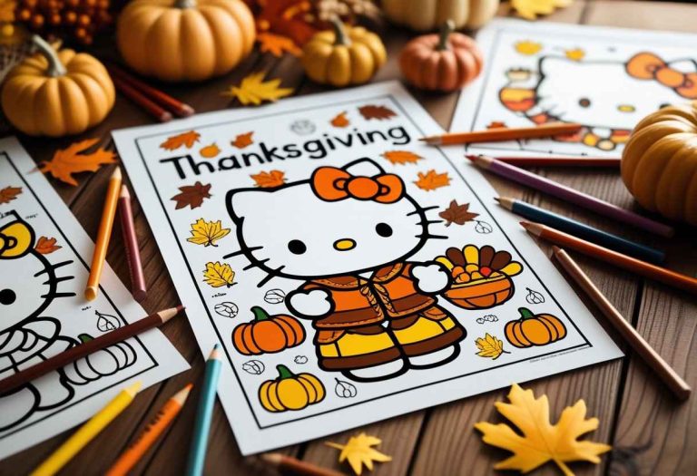 50+ Adorable Hello Kitty Thanksgiving Coloring Pages (PDFs)