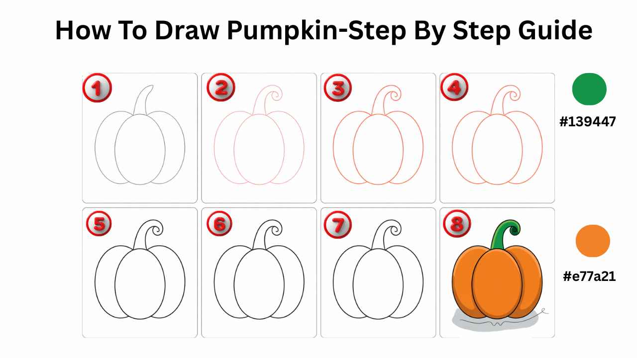 How to Draw a Pumpkin in 8 Quick Steps for Kids-Simple Guide