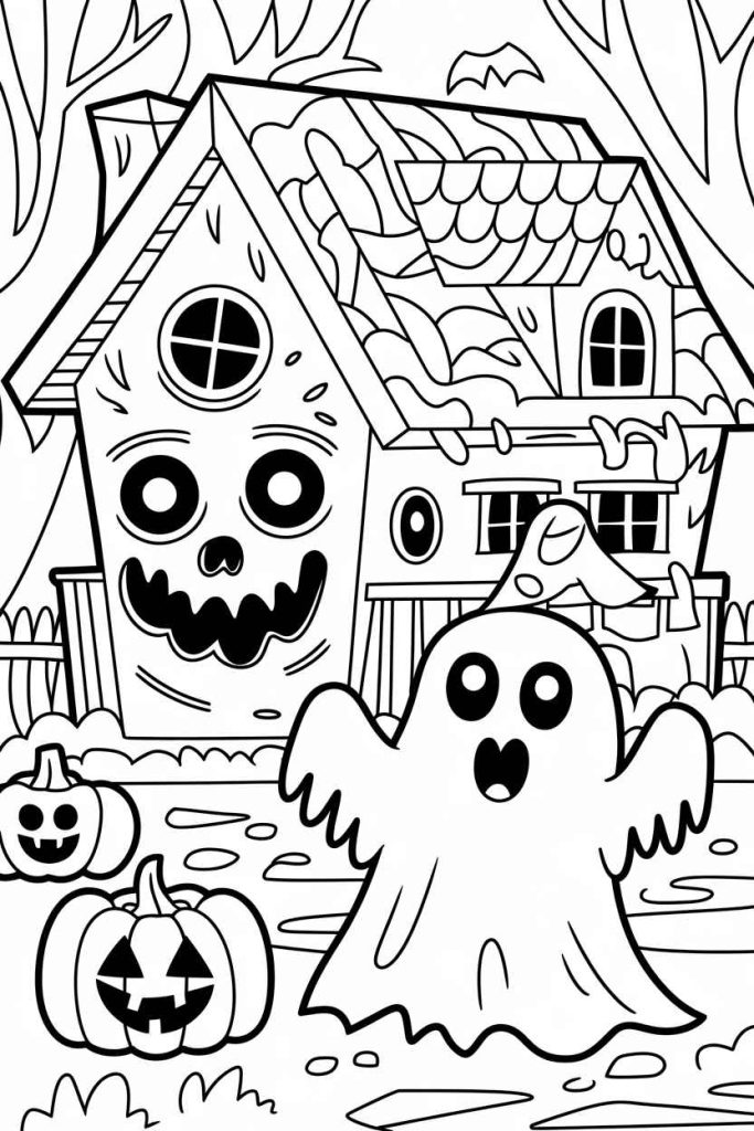 Haunted House Coloring Pages – Free Halloween Printables