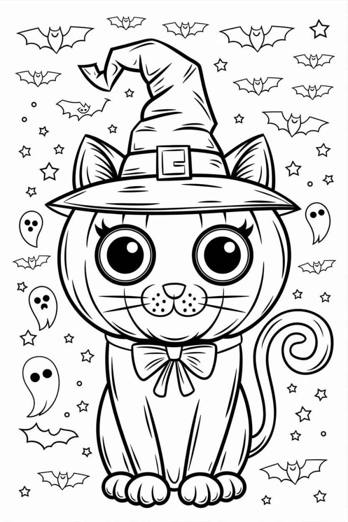 30+ Halloween Cat Coloring Pages 🐈‍⬛🎃 | Hunchback Fun 2025