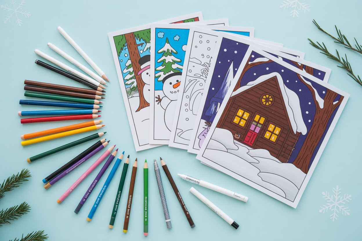 25 Free Coloring Pages Winter Easy Printable PDF For Kids & Adults