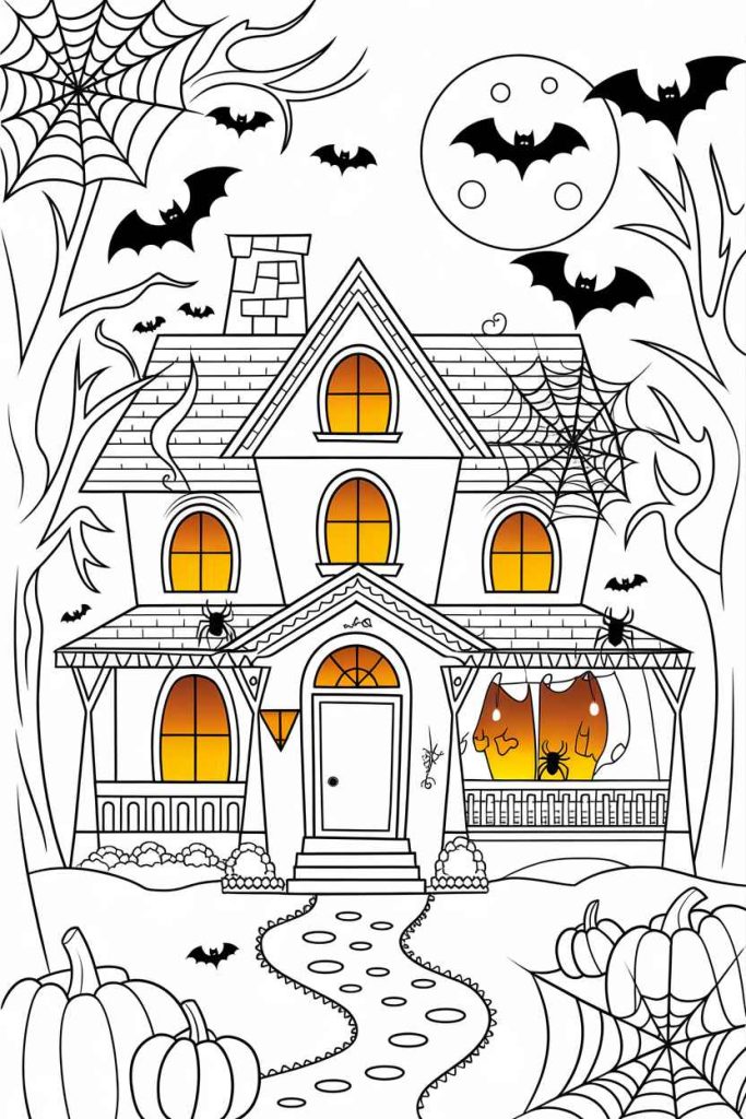 Haunted House Coloring Pages – Free Halloween Printables