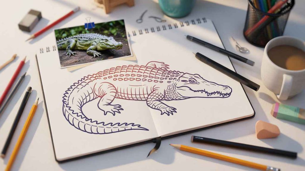 How to Draw Crocodile 🐊 Easy for Kids |11 Quick Steps 2025