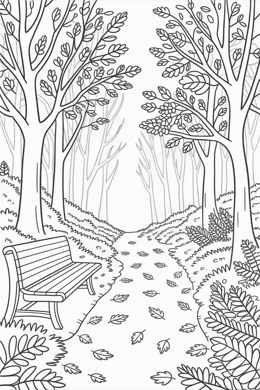 55+Fall Landscape Coloring Pages | Free Printable for Kids & Adults