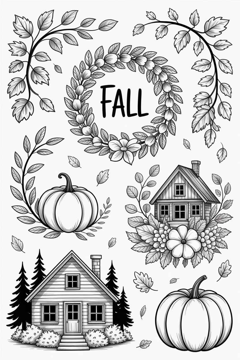 33+ Cute Fall Coloring Pages for Adults | Free Printables