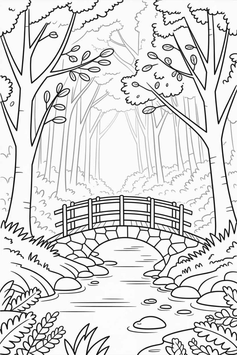 55+Fall Landscape Coloring Pages | Free Printable for Kids & Adults