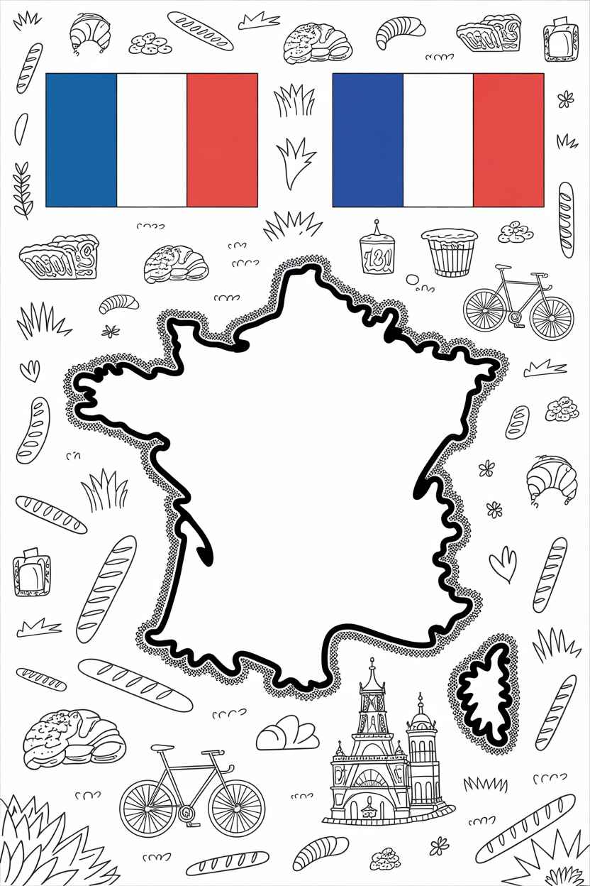 France Coloring Pages: Free Printables, Maps, Flags, and Cultural Fun ...
