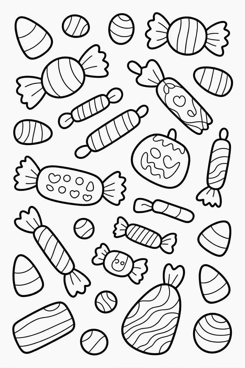 50+ Halloween Candy Coloring Pages – Free Printables